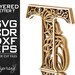 Layered Letter T, Monogram T, SVG, EPS, DXF, Cdr, Multilayered Floral ...