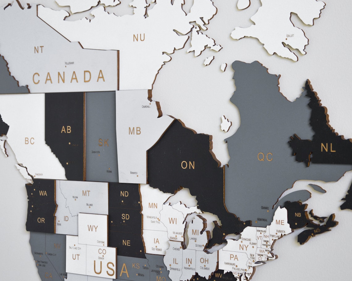 Map of North America, Laser Cut File, SVG, EPS, Dxf, Cdr, Pdf ...