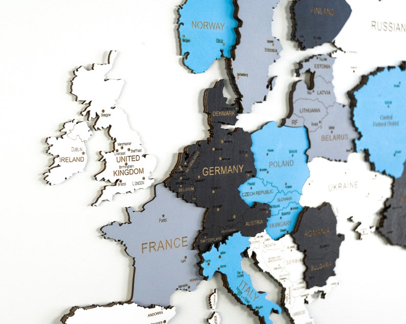 Map of Europe 3D, Laser Cut File, SVG, EPS, DXF, Cdr, Pdf, Multilayered ...
