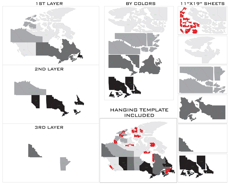 Map of Canada 3D Laser Cut File SVG EPS DXF Cdr Pdf - Etsy Canada