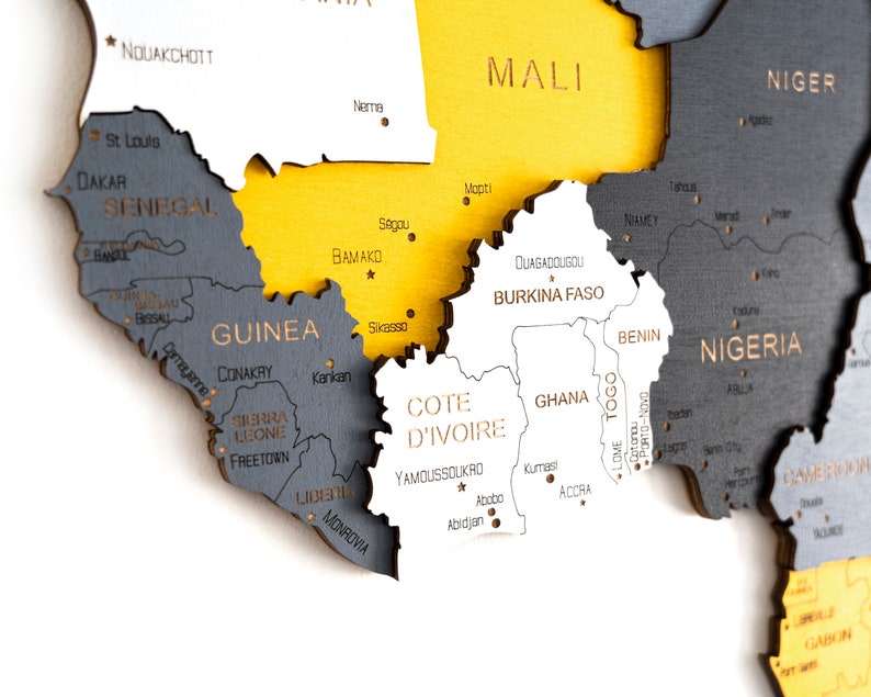 Map of Africa 3D, Laser Cut File, SVG, EPS, Dxf, Cdr, Pdf, Multilayered ...