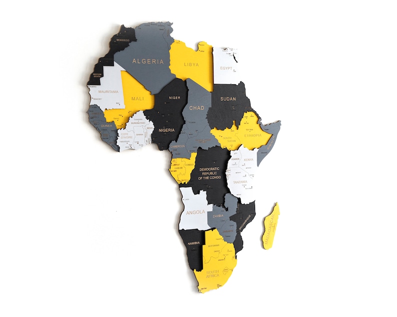 Map of Africa 3D, Laser Cut File, SVG, EPS, Dxf, Cdr, Pdf, Multilayered ...