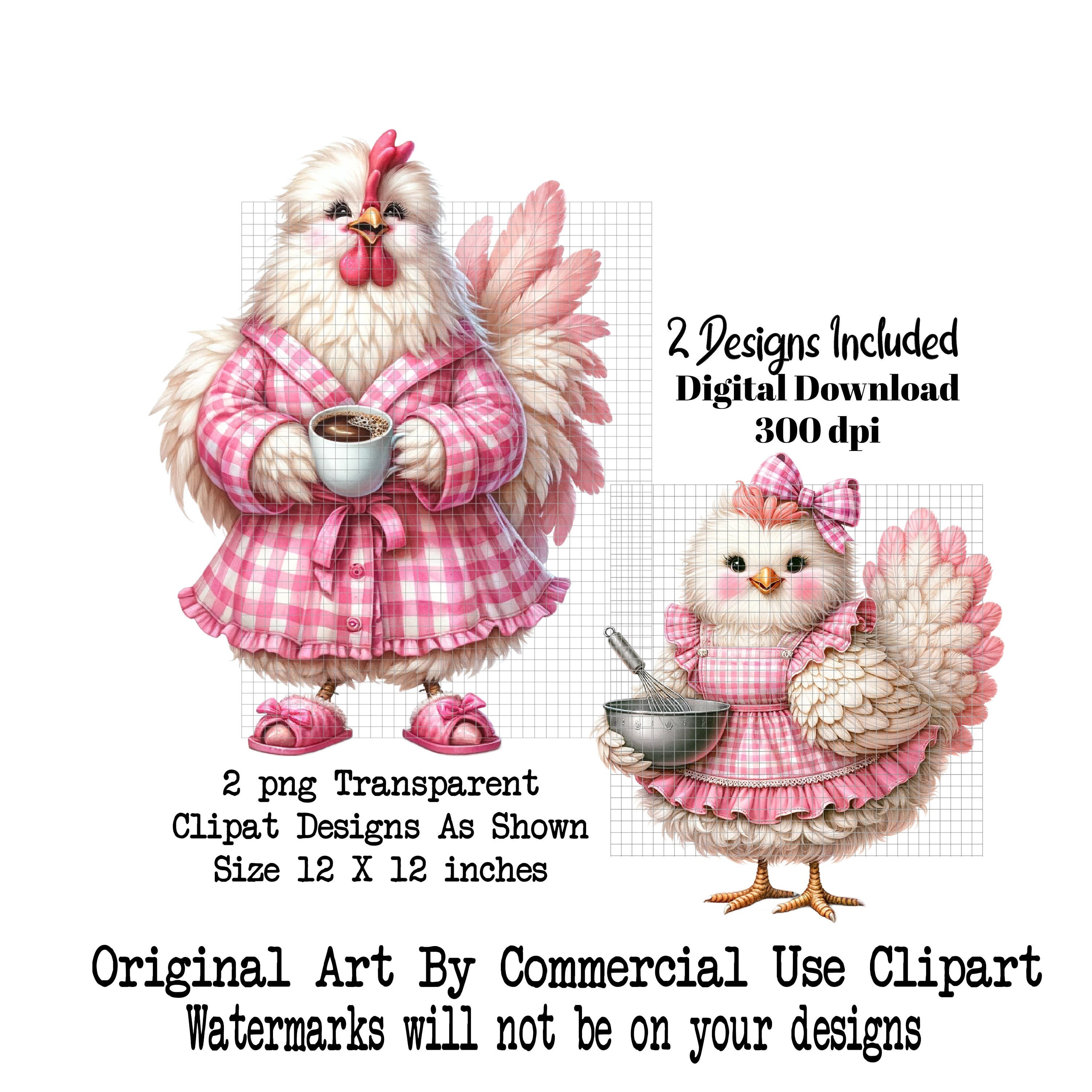 Funny Chickens Clipart, Girly Chicks Png, Baking Clipart, Coffee and ...