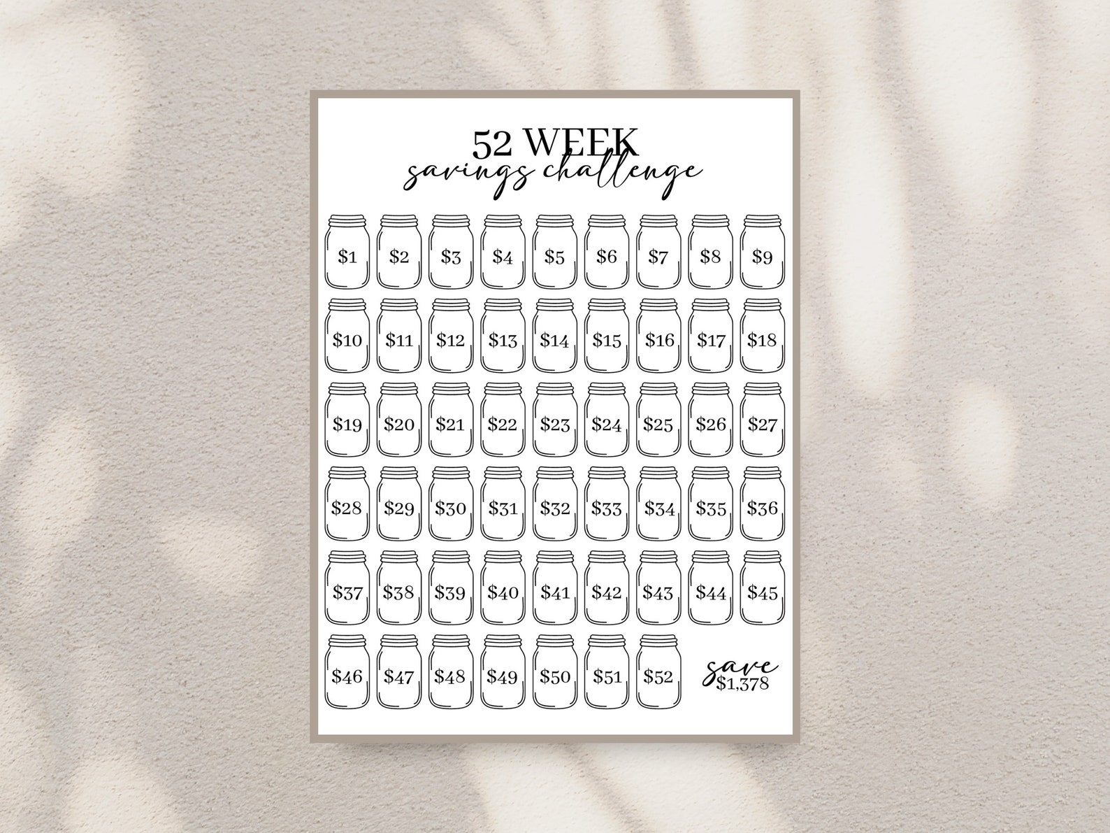 52 Week Savings Challenge| Weekly Savings Challenge| Money Savings ...