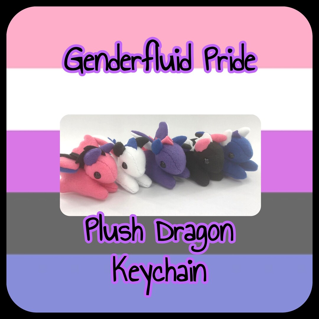 Genderfluid Pride Plush Dragon Keychain - Etsy