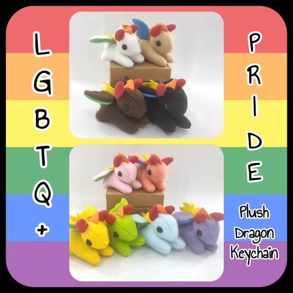 LGBTQ Pride Plush Dragon Keychain | Etsy