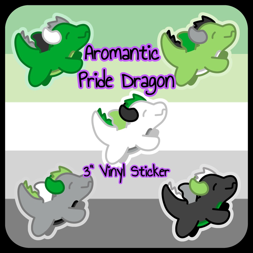Aromantic Pride Dragon Sticker - Etsy