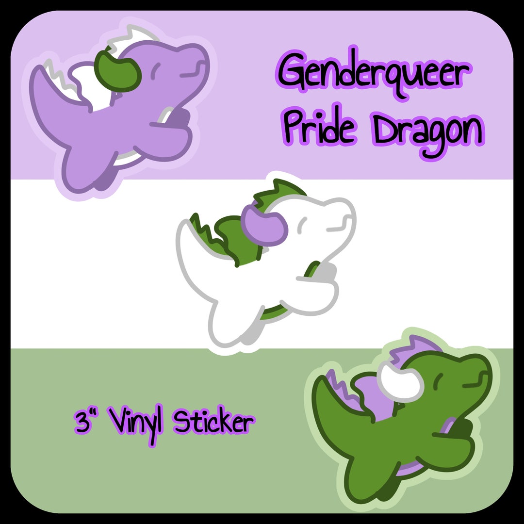 Genderqueer Pride Dragon Sticker - Etsy