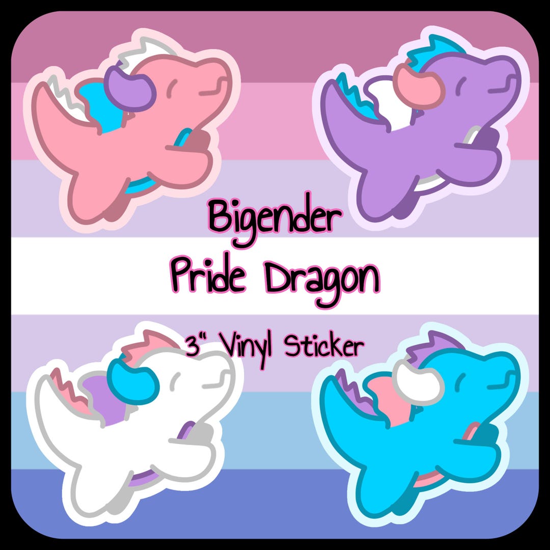 Bigender Pride Dragon Sticker - Etsy