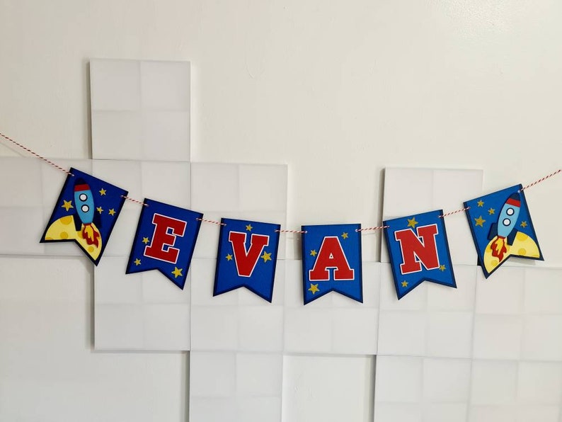 Personalised Space Rocket Bunting, Unique Space Rocket Banner ...