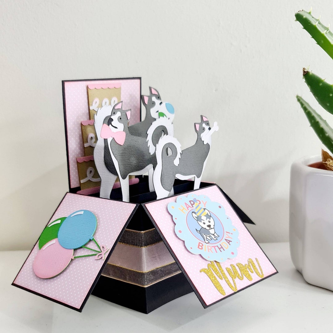 Husky Pop up Box Card, Husky Birthday Pop up Card - Etsy