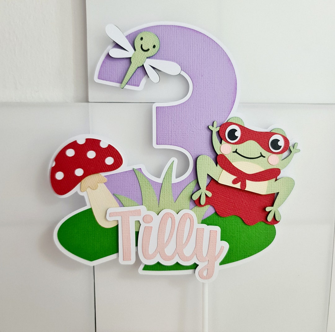 Frog Cake Topper With Name and Age, Personalised Superhero Frog Cake ...