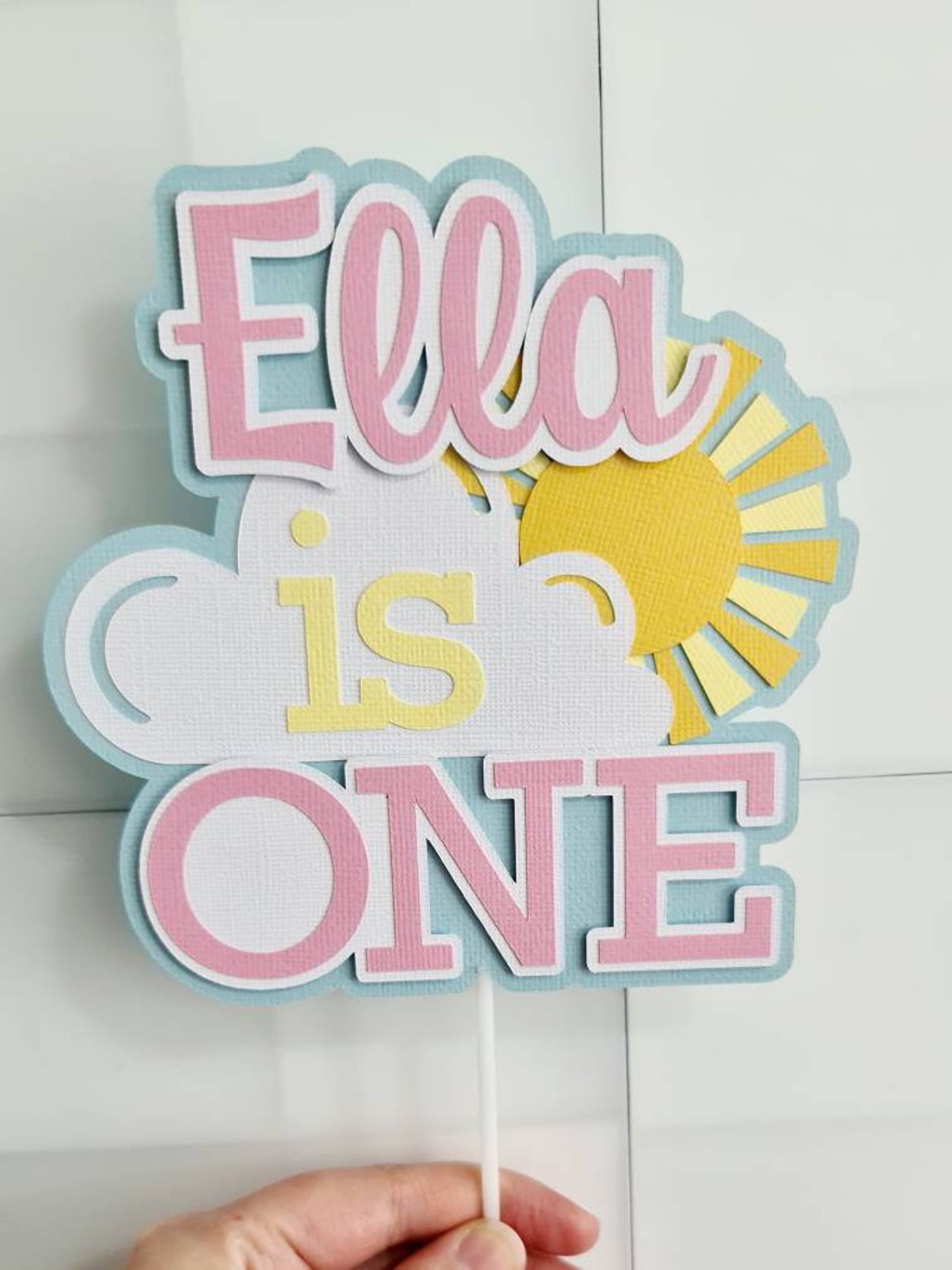 Sunshine Birthday Cake Topper Personalised, Sun and Clouds Cupcake ...