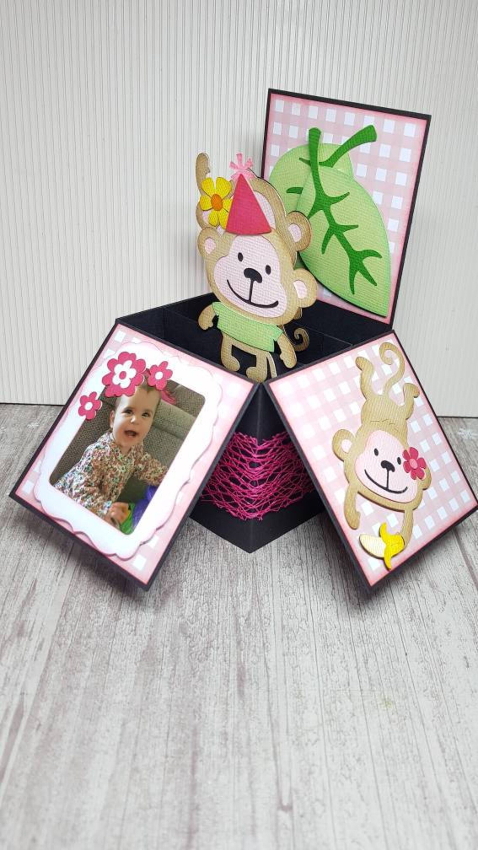 Personalised Monkey Box Card Pop up Monkey Birthday Card - Etsy