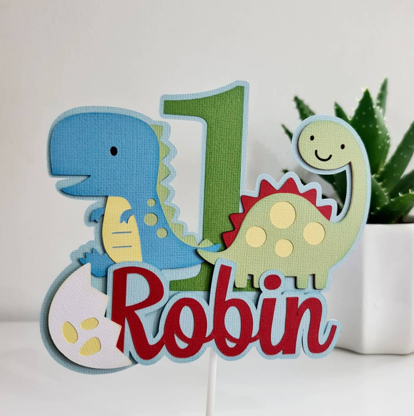 Dinosaur Cake Topper With Name and Age, Personalised Dinosaur Cake ...