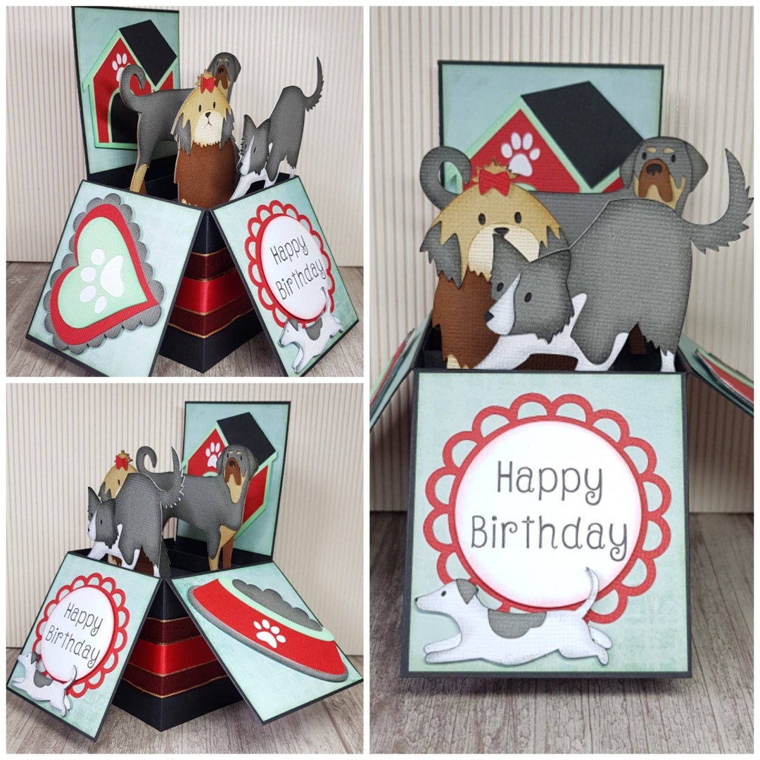 Personalised 3D Pop up Dog Card, Unique Dog Birthday Box Card - Etsy
