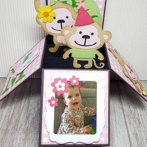 Personalised Monkey Box Card, Pop up Monkey Birthday Card - Etsy