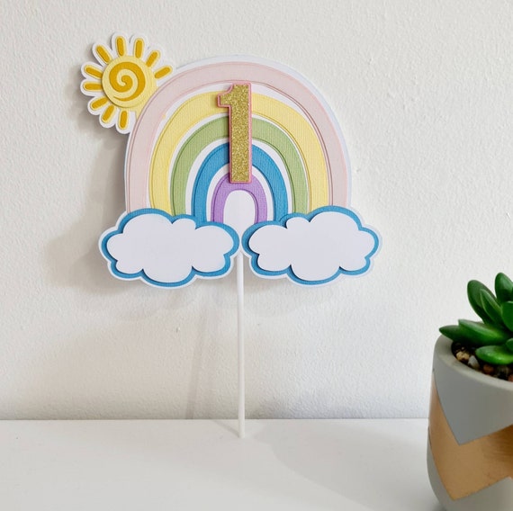 Pastel Rainbow Cake Topper First Birthday Rainbow Cake - Etsy