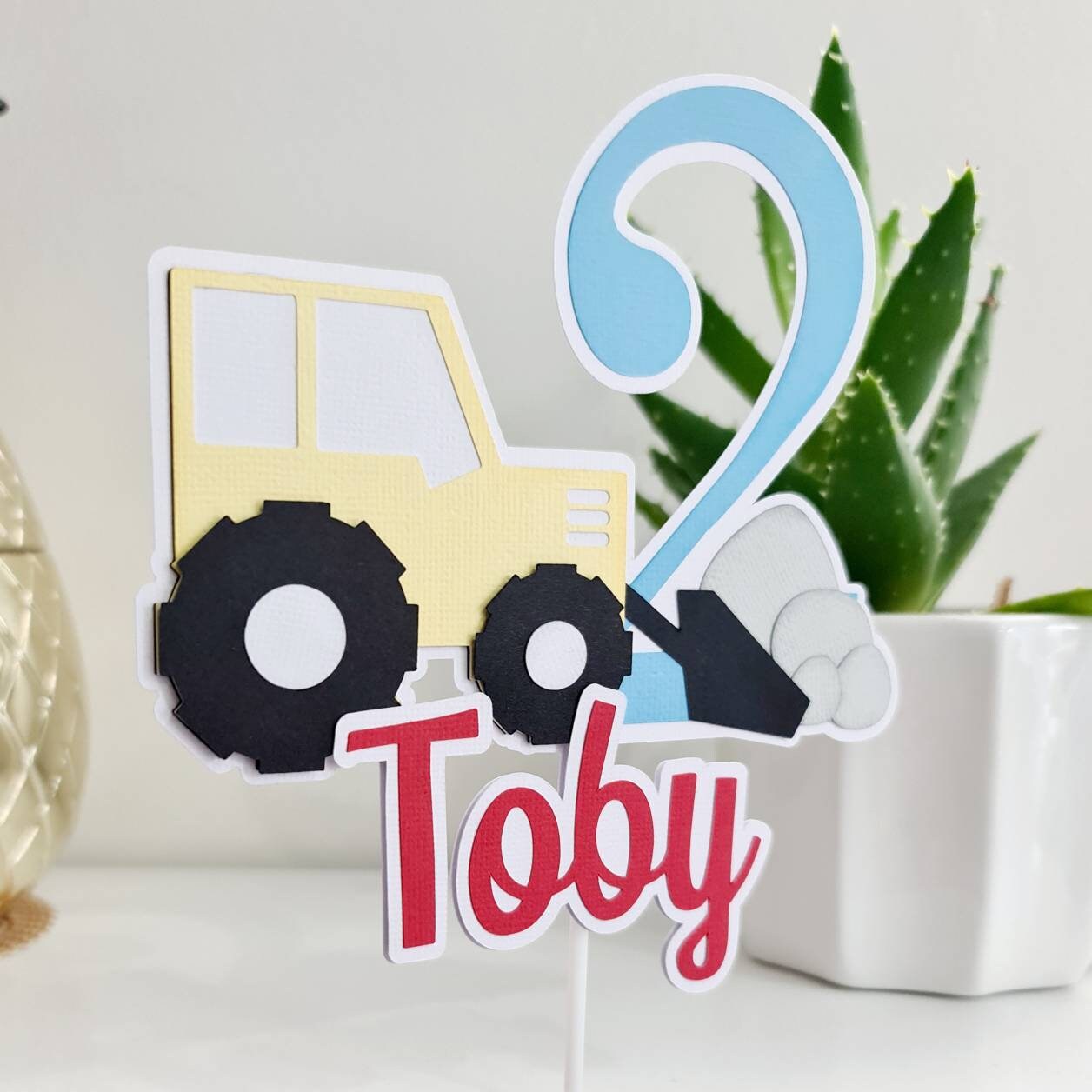 Digger Cake Topper With Name and Age Personalised Digger Cake - Etsy