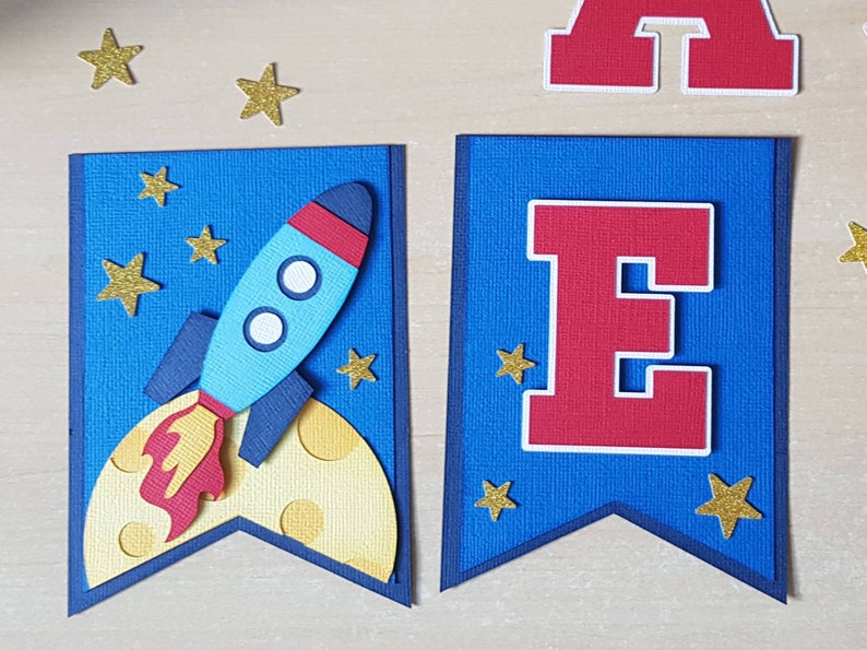 Personalised Space Rocket Bunting, Unique Space Rocket Banner ...