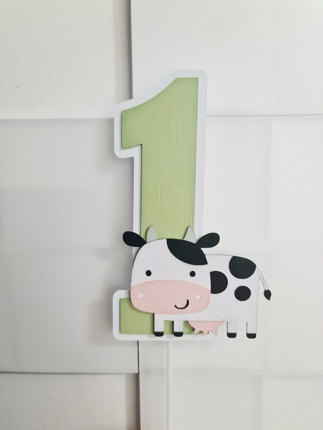 Farm Cow Number Cake Topper With Age, Personalised Farmyard Cake ...