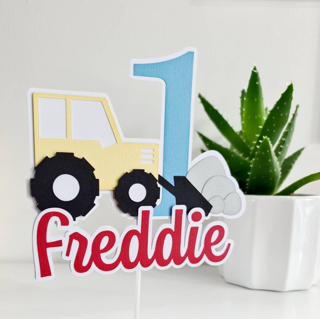 Digger Cake Topper With Name and Age, Personalised Digger Cake ...