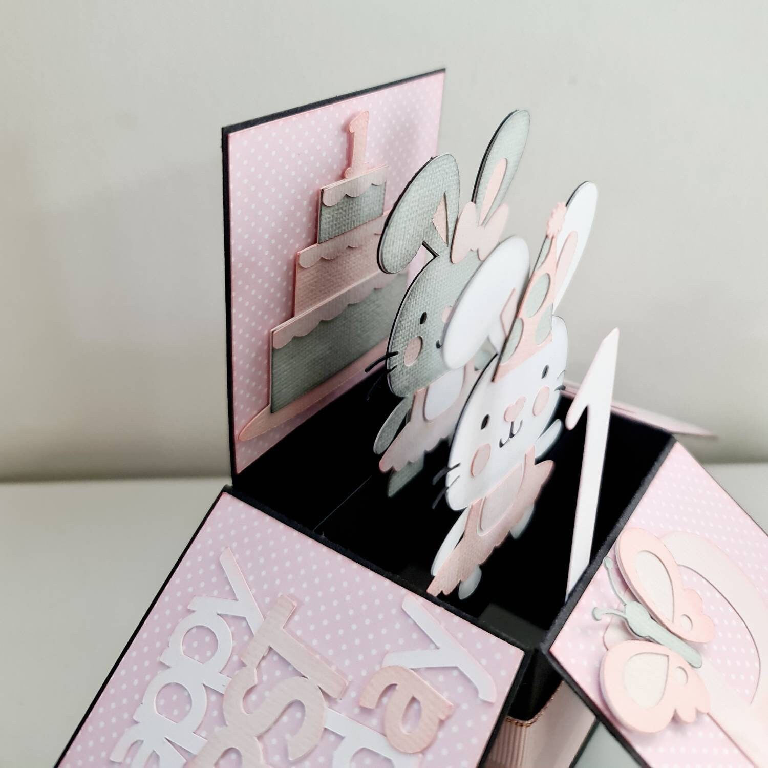 Bunny Pop Up Box Card Bunny Box Card First Birthday Bunny | Etsy