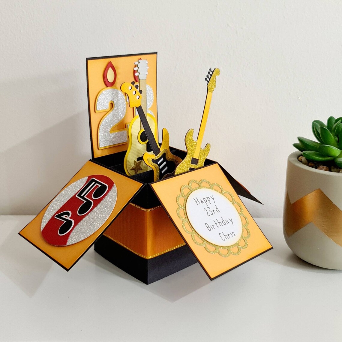 Personalised Guitar Pop Up Card Unique Guitars Birthday | Etsy