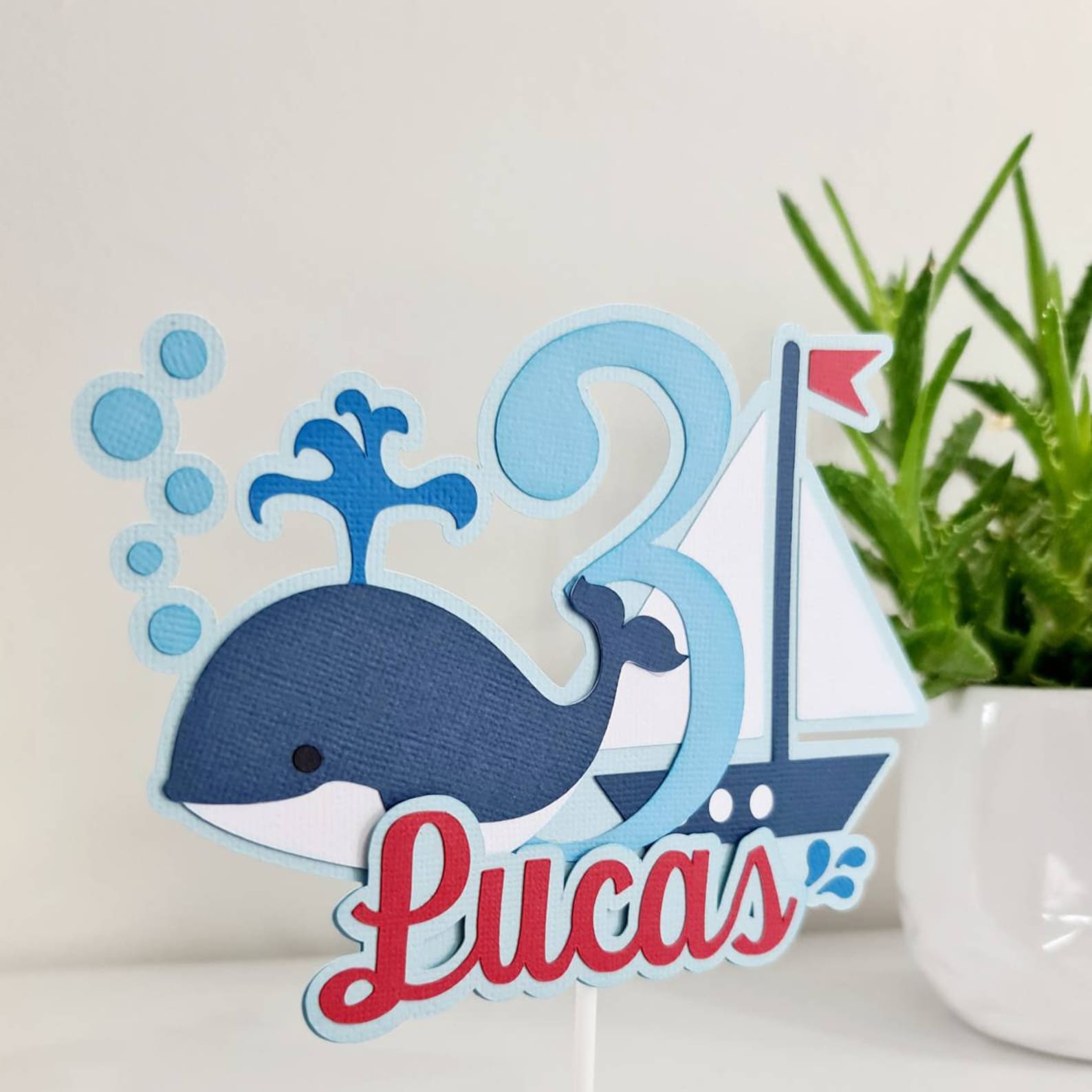 Whale Cake Topper With Name and Age, Personalised Whale Cake ...