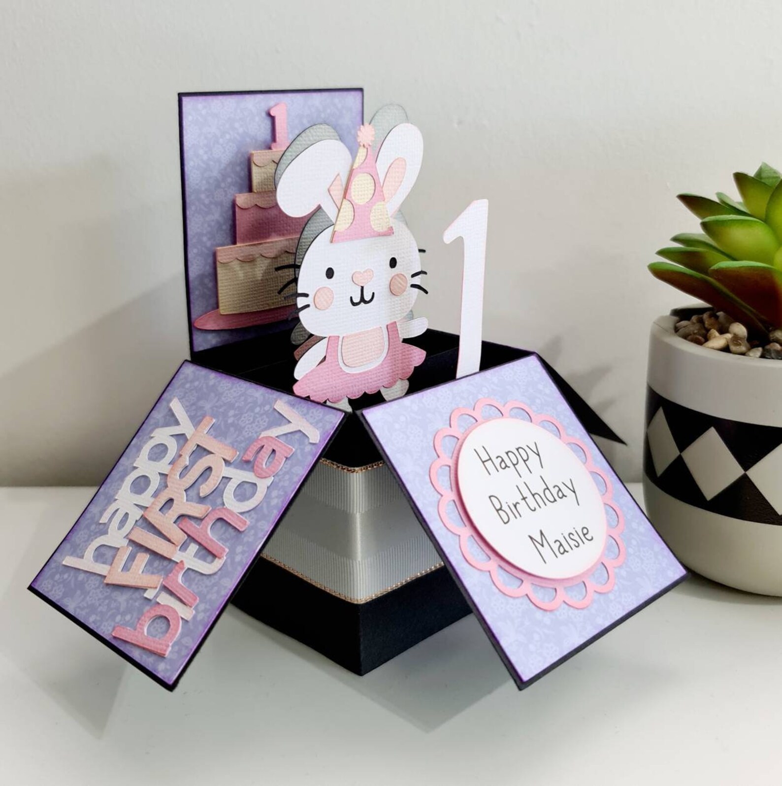 Bunny Pop up Box Card Bunny Box Card First Birthday Bunny | Etsy UK