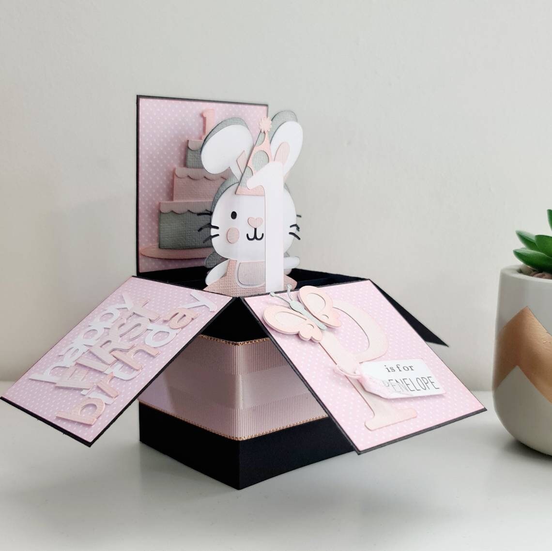 Bunny Pop up Box Card Bunny Box Card First Birthday Bunny - Etsy