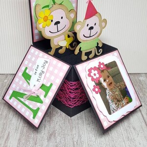 Personalised Monkey Box Card, Pop up Monkey Birthday Card - Etsy