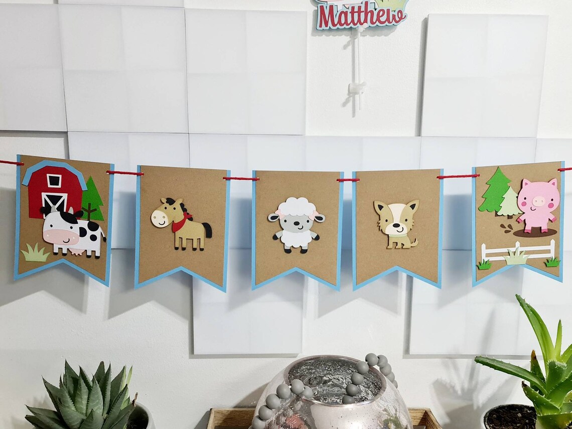 Farm Animal Bunting Farmyard Banner Farm Cake Smash Props | Etsy