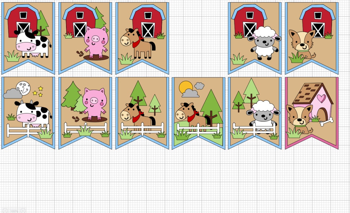 Farm Animal Bunting Farmyard Banner Farm Cake Smash Props | Etsy