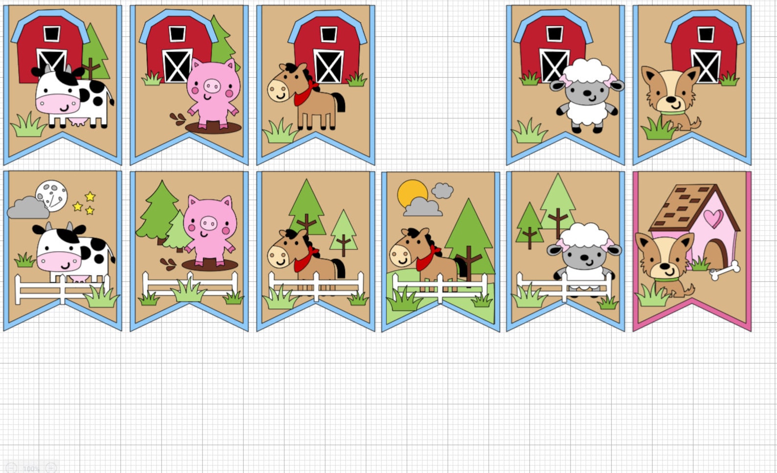 Farm Animal Bunting Farmyard Banner Farm Cake Smash Props | Etsy