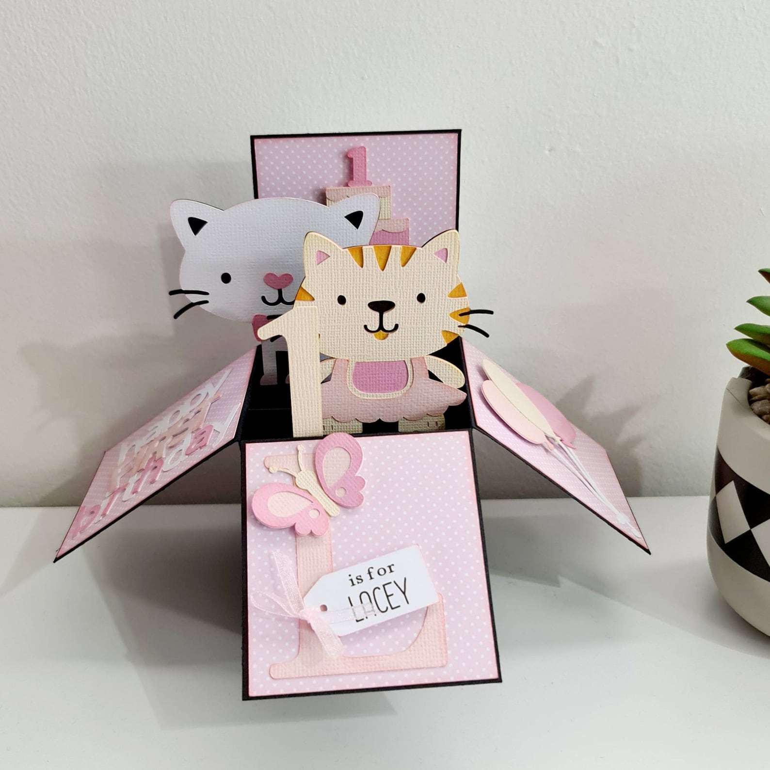Kitten Pop up Box Card, Cute Cats Box Card, First Birthday Kitten Card ...