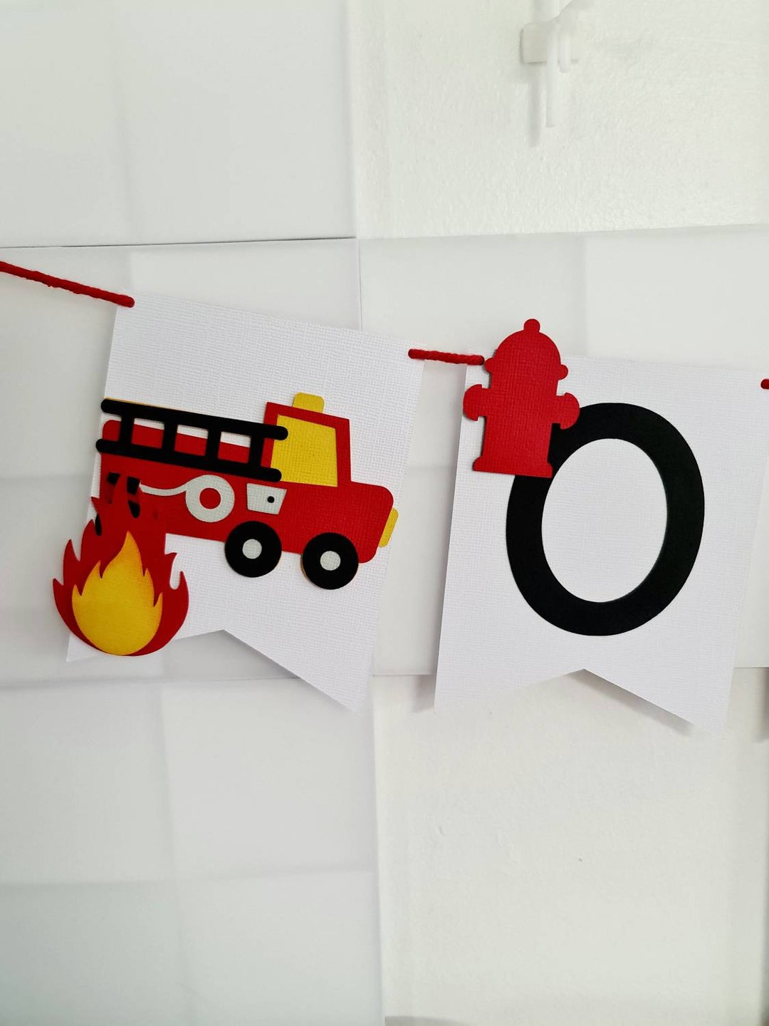 Fire Engine One Bunting, Fire Engine Banner, First Birthday Wall Decor ...