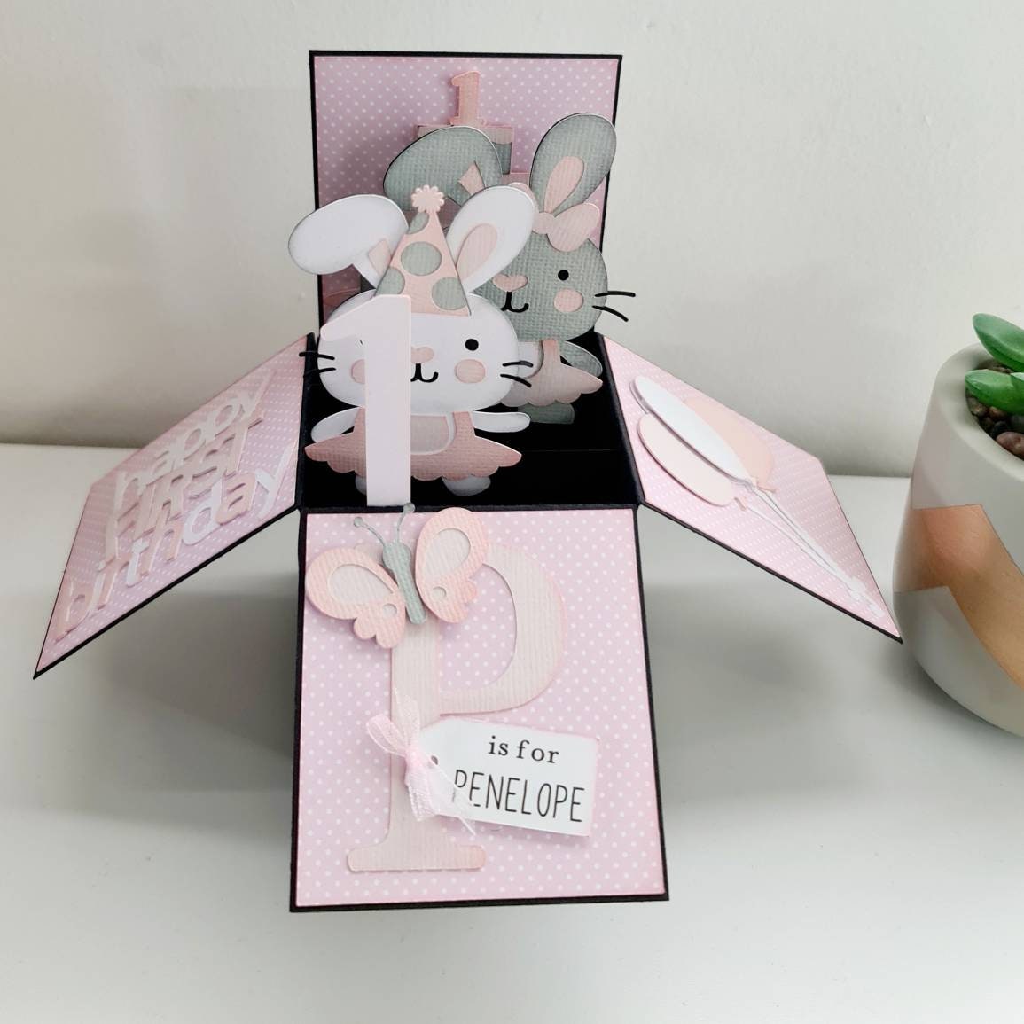 Bunny Pop up Box Card Bunny Box Card First Birthday Bunny - Etsy