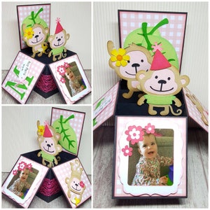 Personalised Monkey Box Card, Pop up Monkey Birthday Card - Etsy