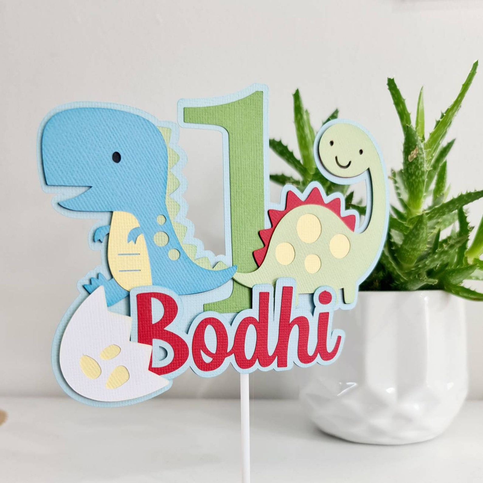 Dinosaur Cake Topper With Name and Age, Personalised Dinosaur Cake ...