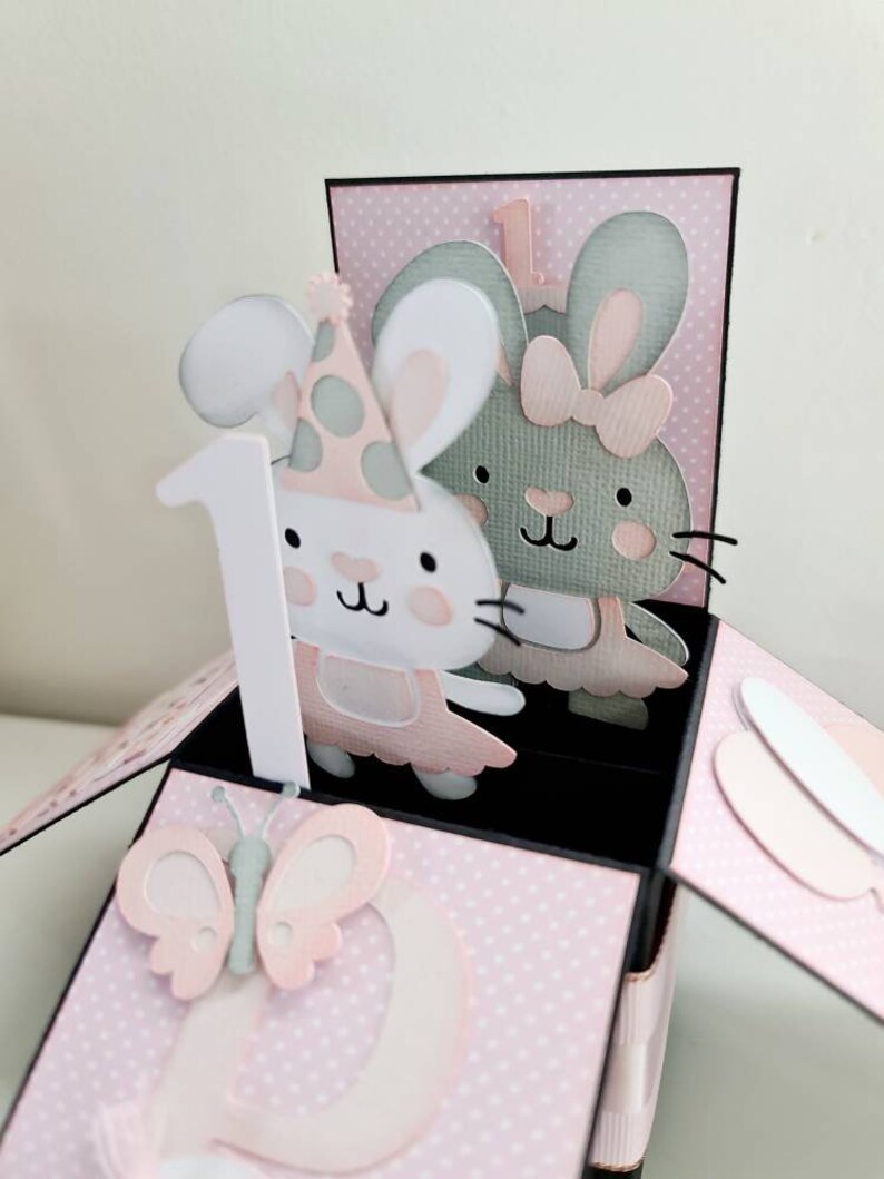 Bunny Pop up Box Card Bunny Box Card First Birthday Bunny | Etsy UK