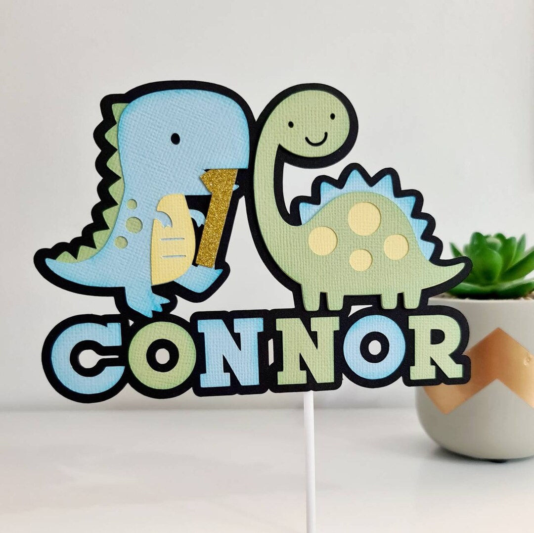 Personalised Dinosaur Cake Topper With Name, Dinosaur Name Cake ...