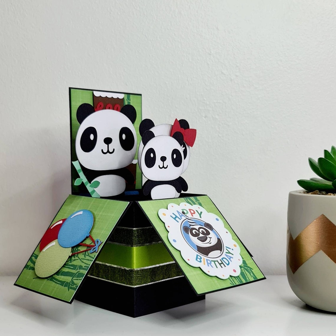 Panda Pop up Box Card, Panda Birthday Pop up Card - Etsy
