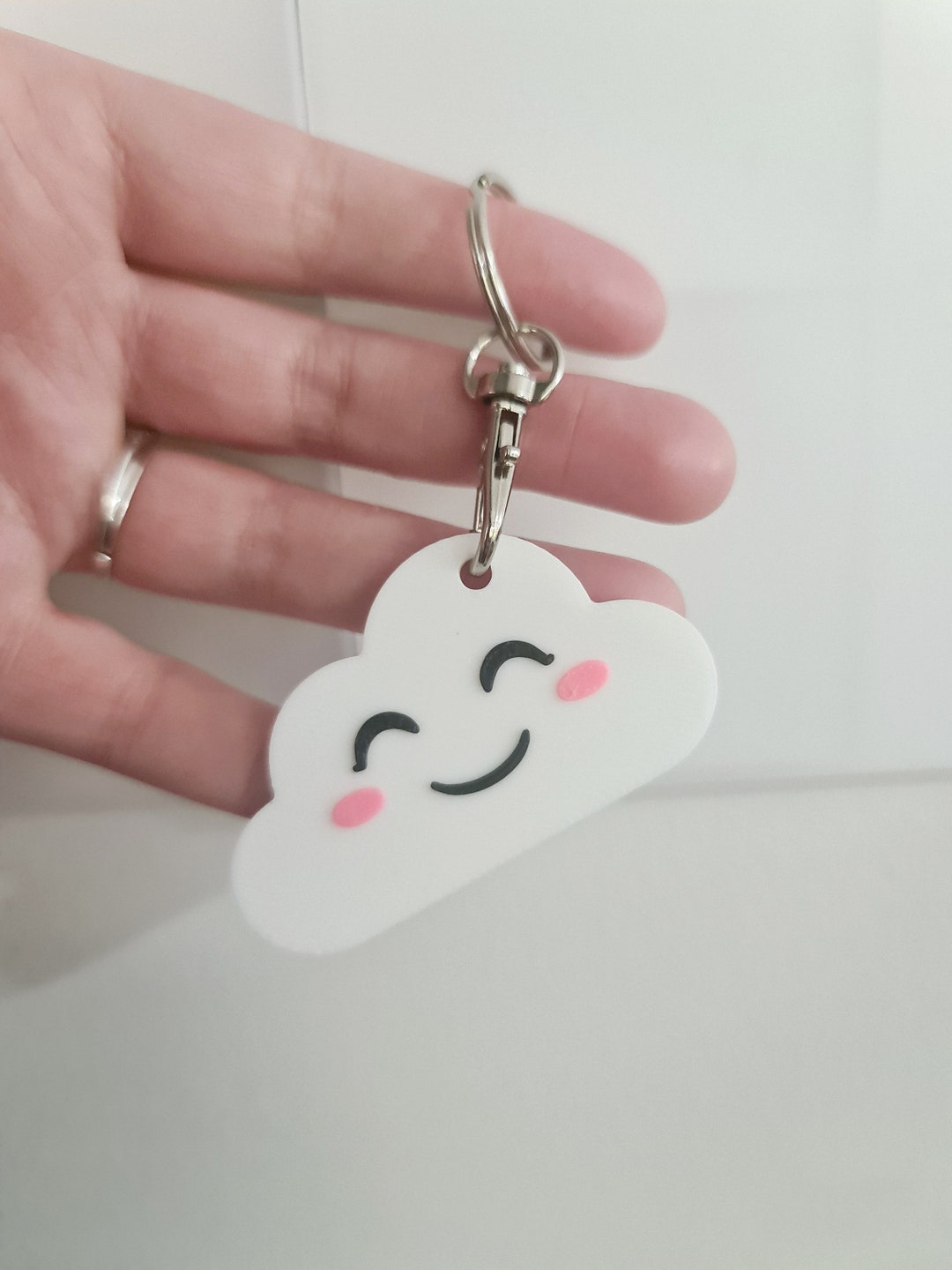 Cloud Keyring 3D Printed Gift - Etsy