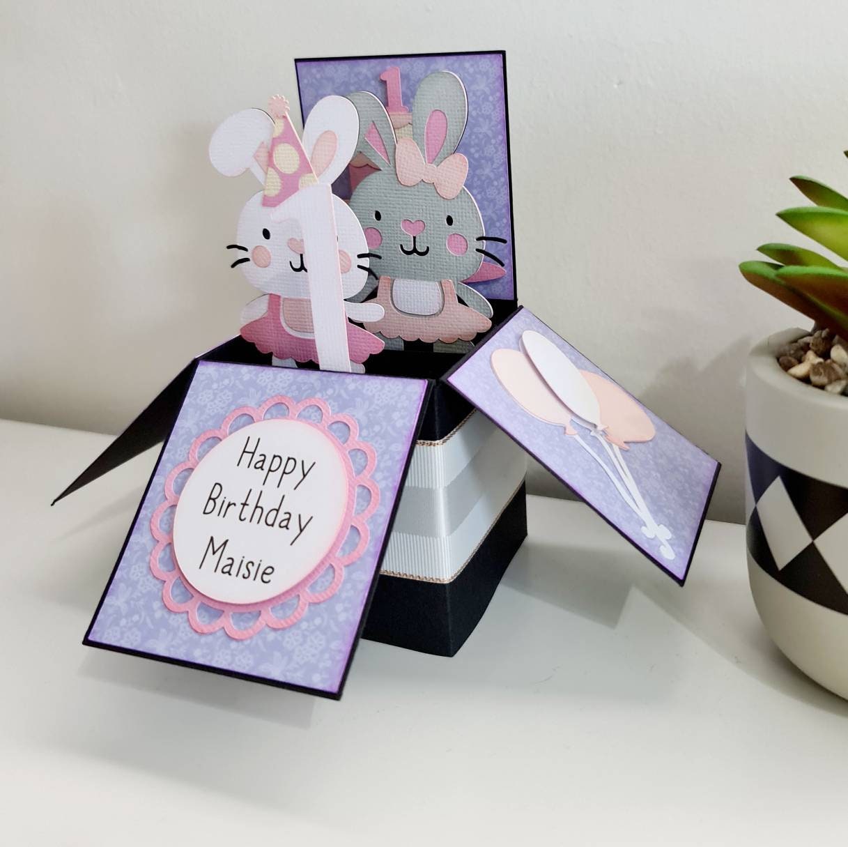 Bunny Pop up Box Card Bunny Box Card First Birthday Bunny | Etsy UK