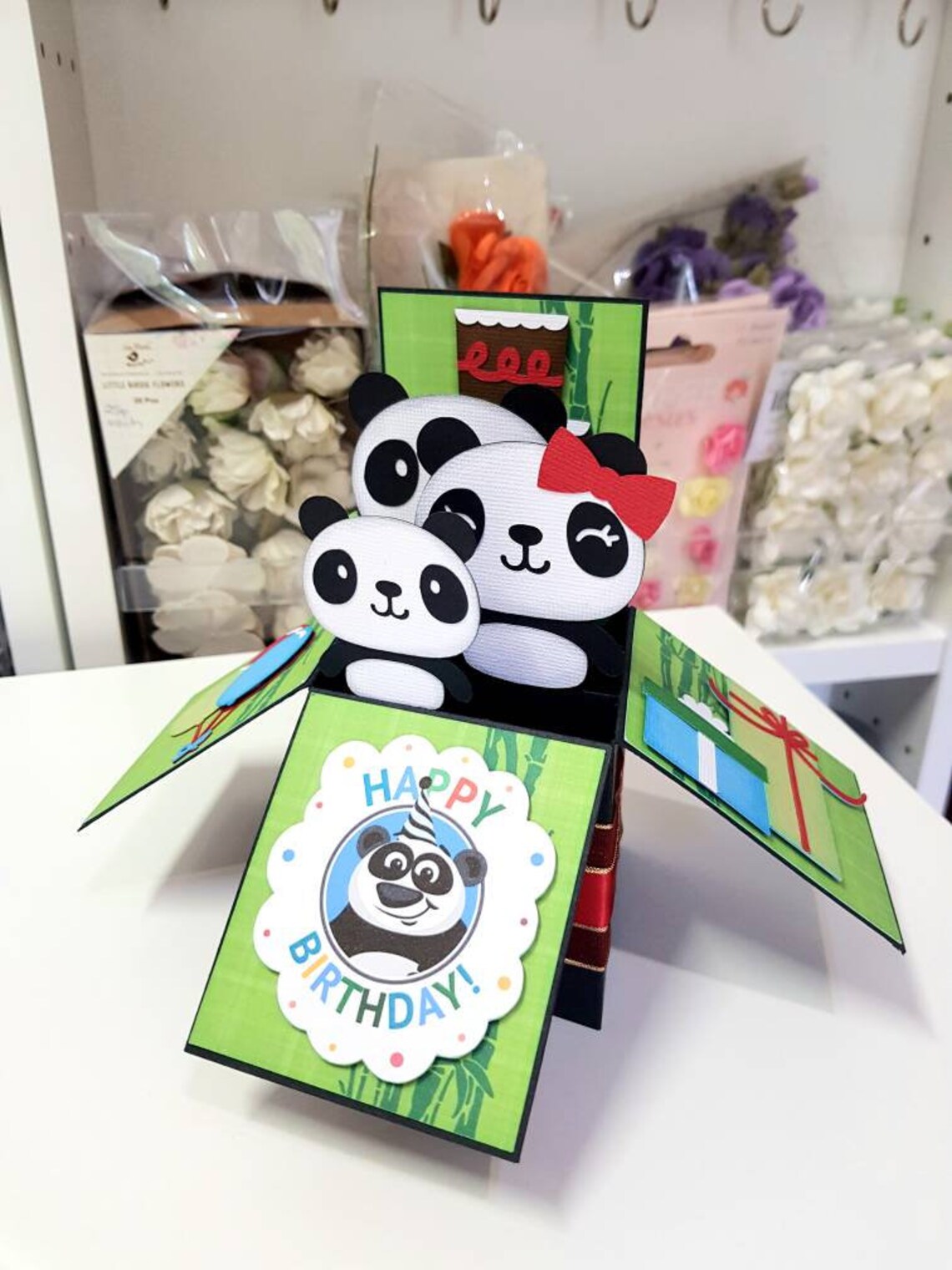 Panda Pop up Box Card Panda Birthday Pop up Card - Etsy