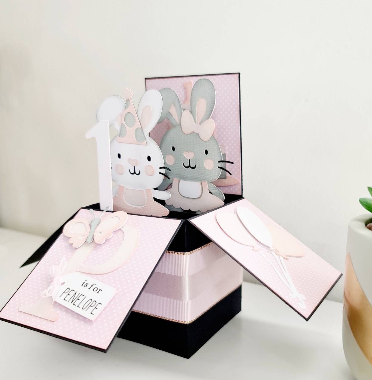 Bunny Pop up Box Card Bunny Box Card First Birthday Bunny - Etsy