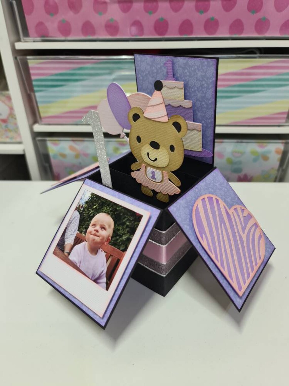 Handmade First Birthday Pop Up Box Card Birthday Bear Pop Up | Etsy