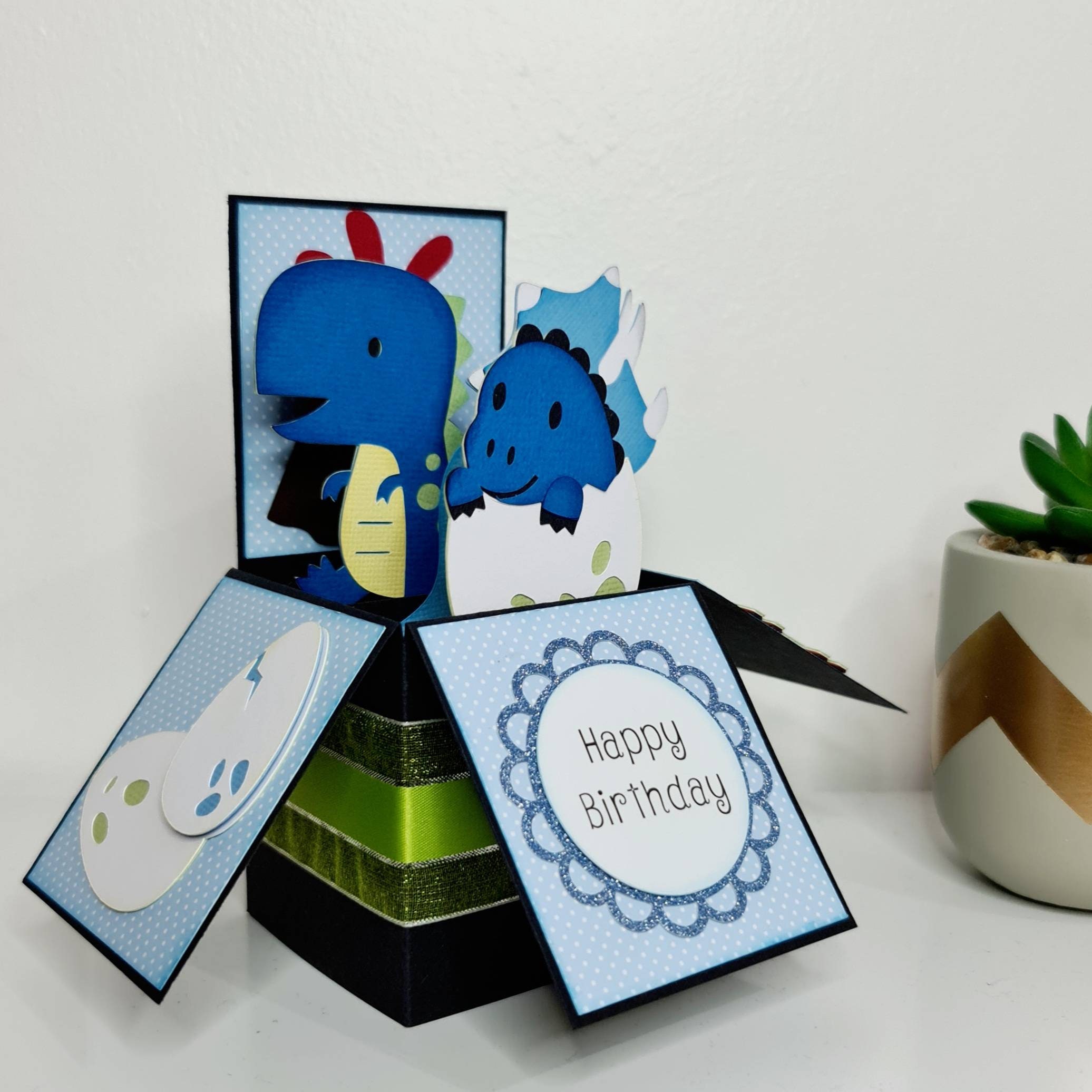 Personalised Dinosaur Pop Up Card Unique Dinosaur Box Card | Etsy