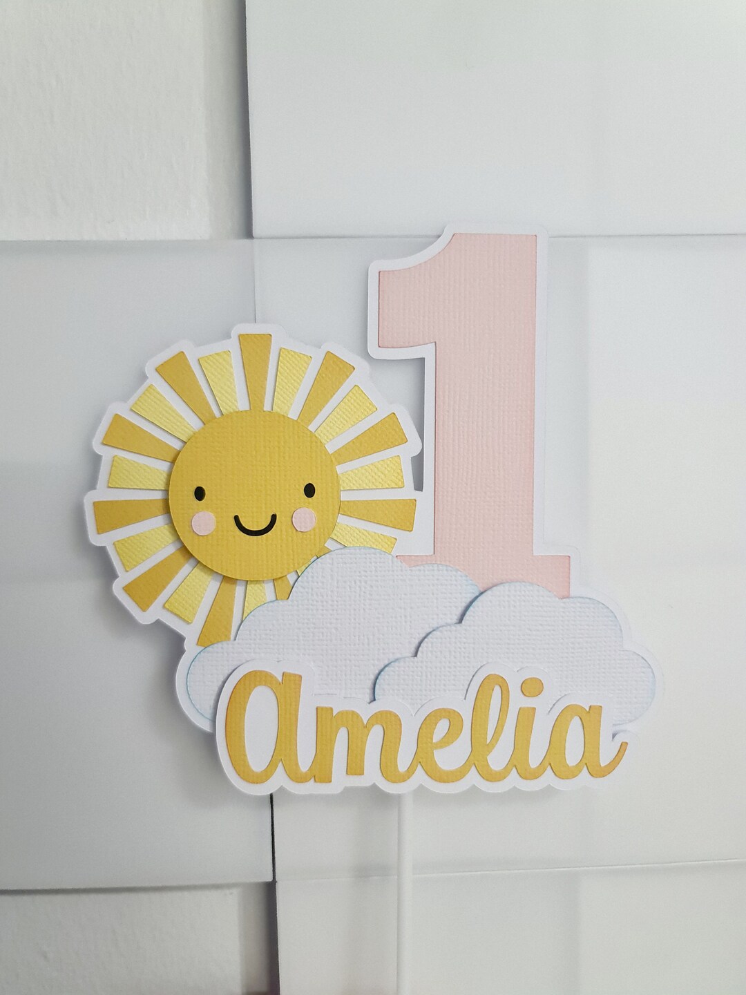 Sunshine and Clouds Cake Topper Personalised, First Birthday Sun Cake ...